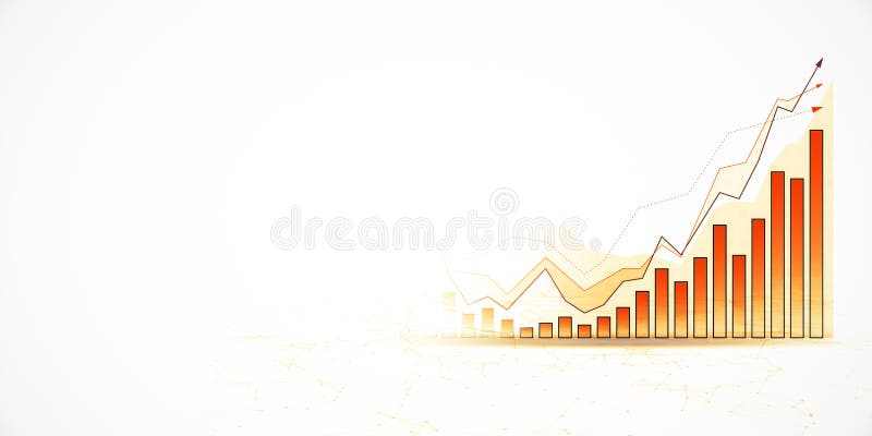 Business Growth Bar Graph on Abstract White Background. 3D Rendering ...