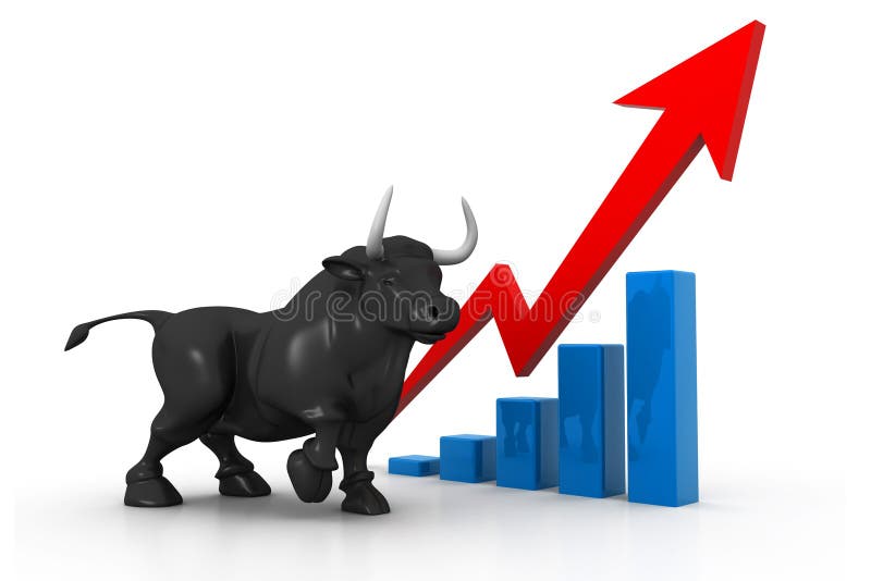 Business Growth Chart and Bull Stock Illustration - Illustration of ...