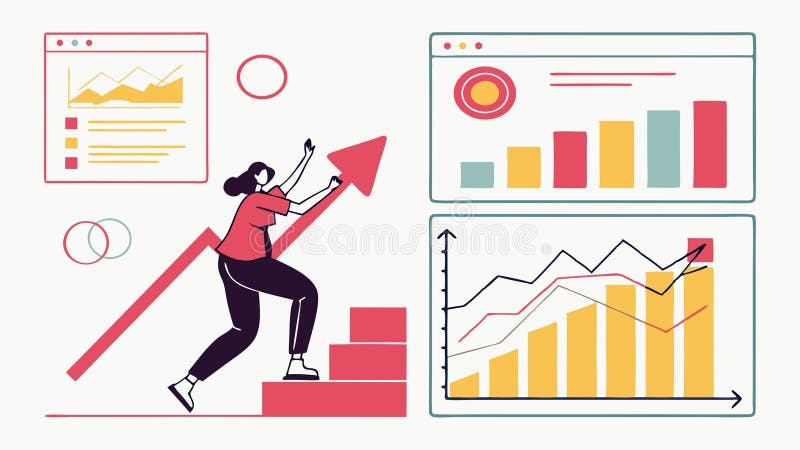 Business Growth Chart Person Climbing Steps Vector, Vector Design ...