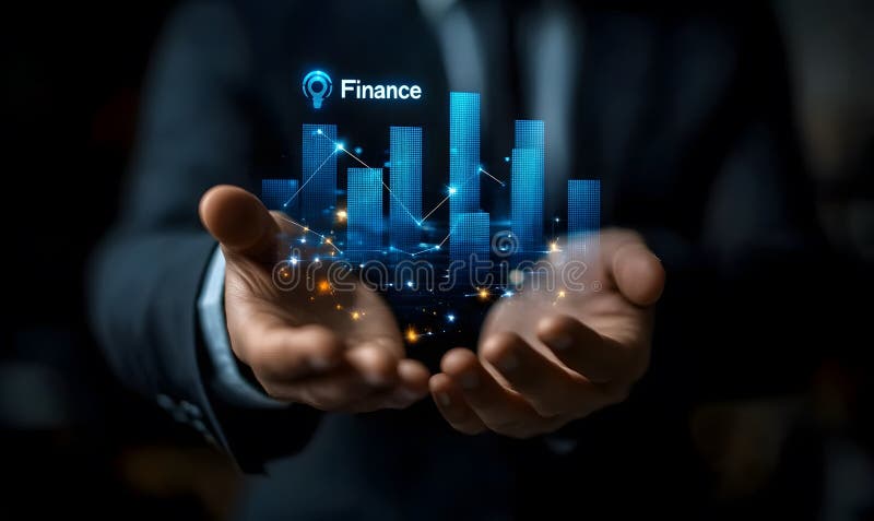 Business Growth Concept with Digital Graphs Rising Arrow Hand ...