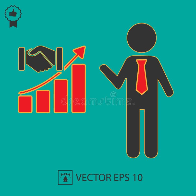 Increase Bar Graph with Magnifier Icon, Business Report Vector Stock ...