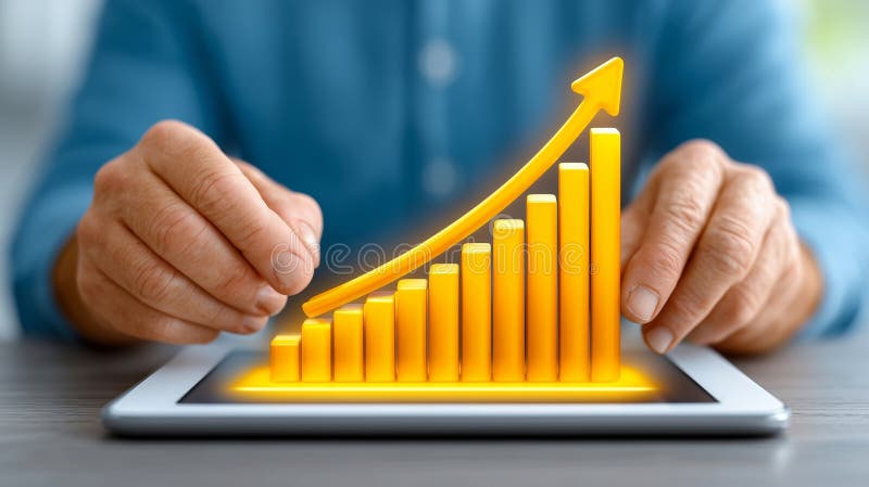Business Growth Data on Digital Tablet Stock Illustration ...