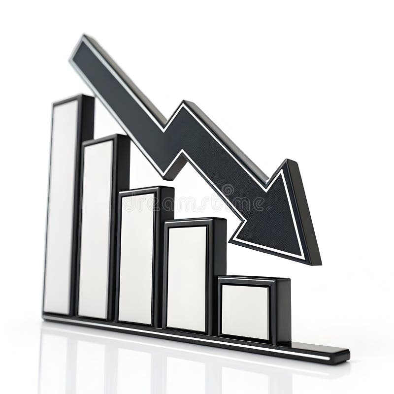 Business Growth Down Sign UI Icon 3D Isolated on White Background Stock ...