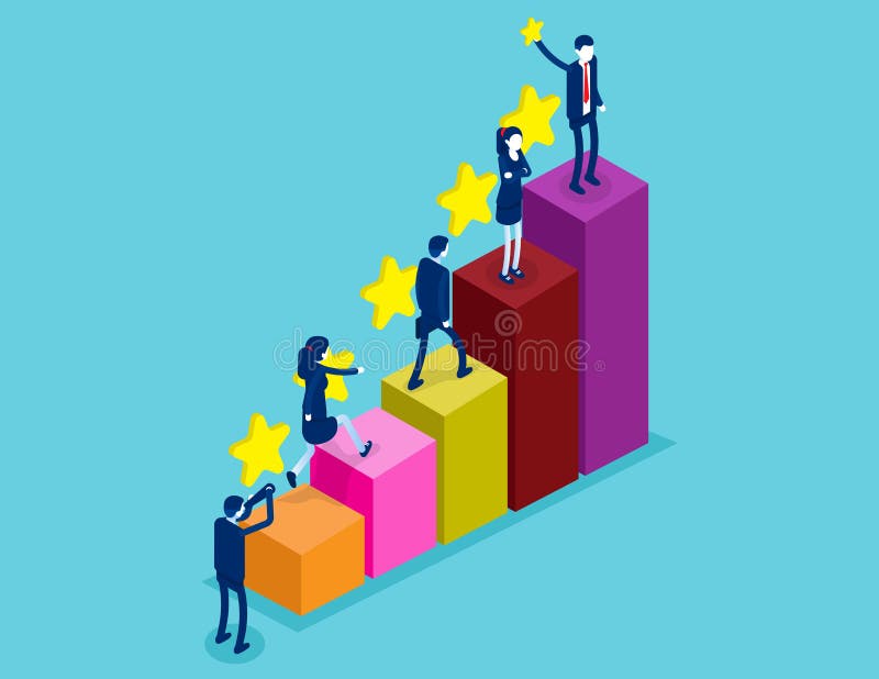 Business Growth Graph with Team Development. Isometric Business Concept ...