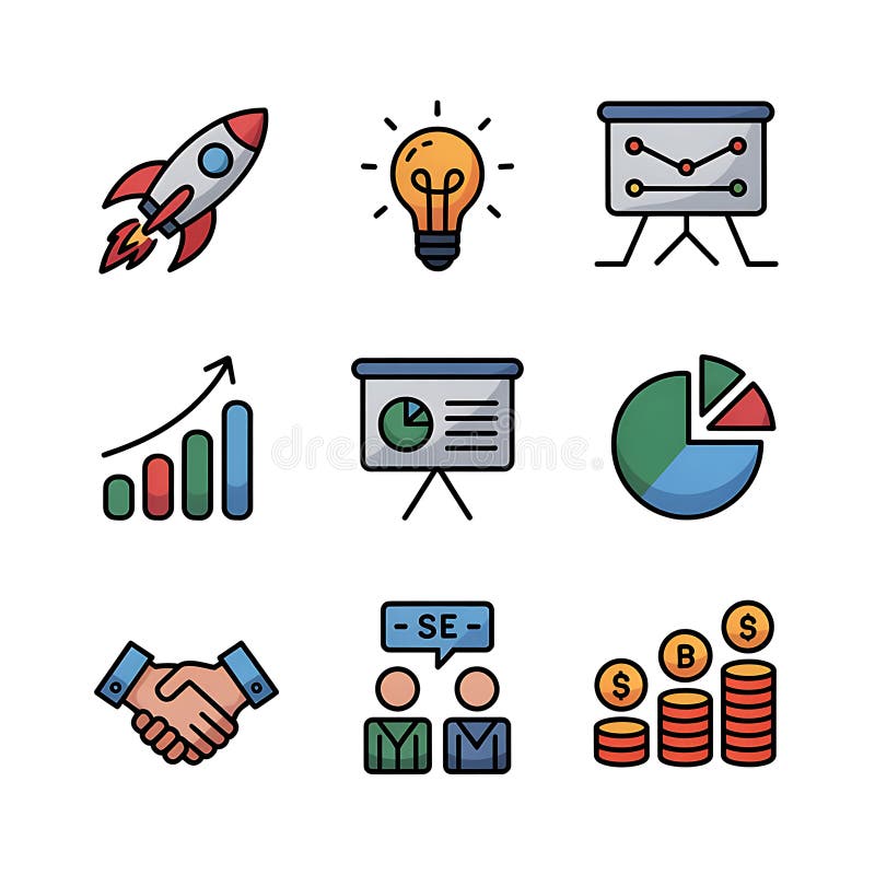 Business Growth Icons Set for Presentations Stock Illustration ...