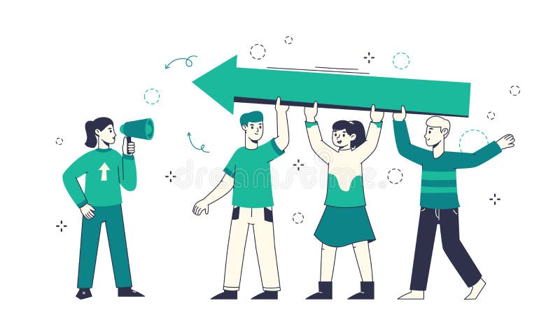 Business Growth, Leadership and Teamwork Cooperation Outline Concept ...