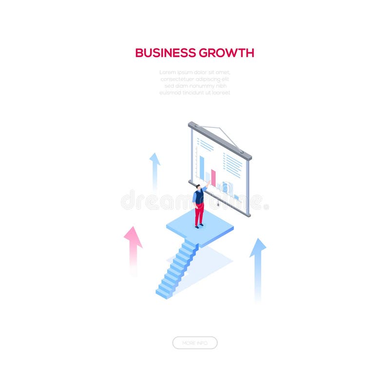 Business Growth - Line Design Style Isometric Web Banner Stock Vector ...