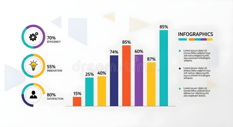 Business Growth and Performance Infographic with Bar Chart and Circular ...