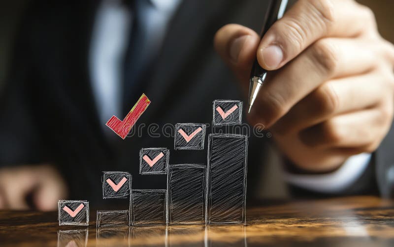 Business Growth Progress with Checklist Graphic Illustration Elements ...