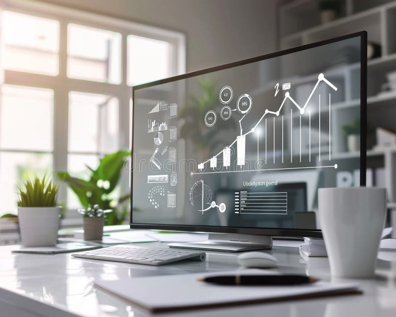 Business Growth Roadmap on a Clean Digital Display, Professional Office ...