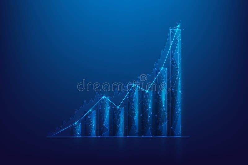 Business Growth Stock Technology. Digital Graph Chart Increase Low Poly ...
