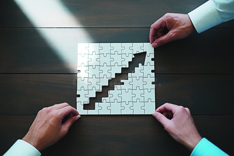 Business Growth Strategy Puzzle Arrow Teamwork Success Concept Solution ...
