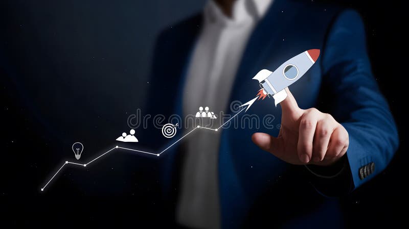 Business Growth Strategy Rocket Launch Startup Success Vision ...