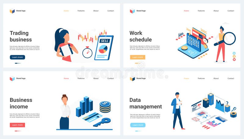 Business Growth, Success and Leadership Set, Corporate Managers Work on ...