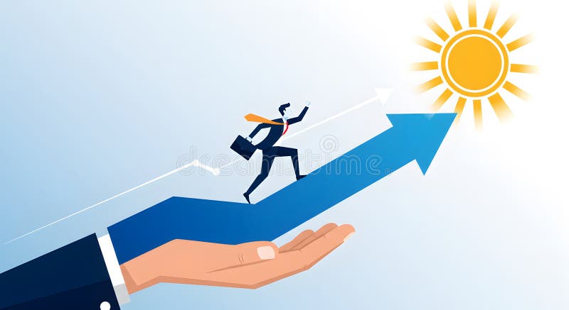Business Growth with Support and Bright Future Stock Illustration ...