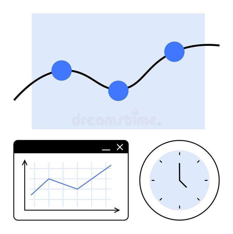 Business Growth Trends with Chart, Clock, and Data Visualization Stock ...