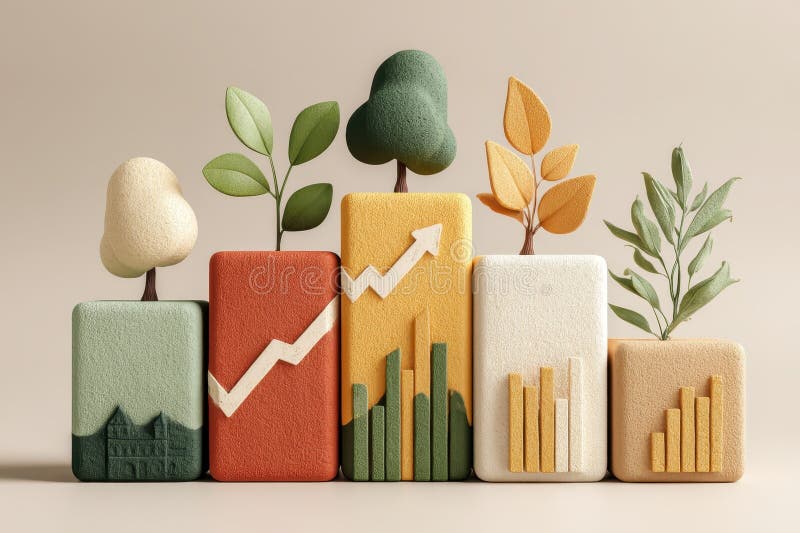 Business Growth Trends Illustrated with Creative Plant Graphics Indoor ...
