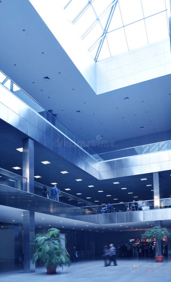 Business hall blue stock photo. Image of inside, airport - 8691674