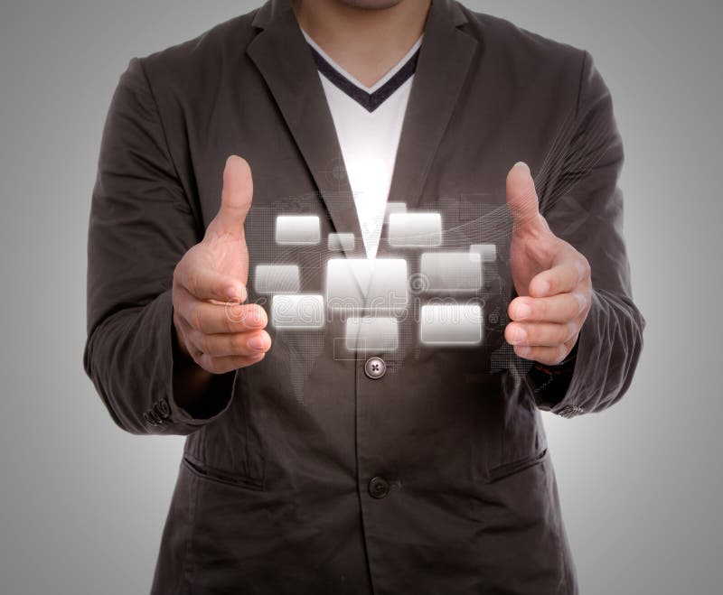 Business hand and button. stock photo. Image of digital - 22849592