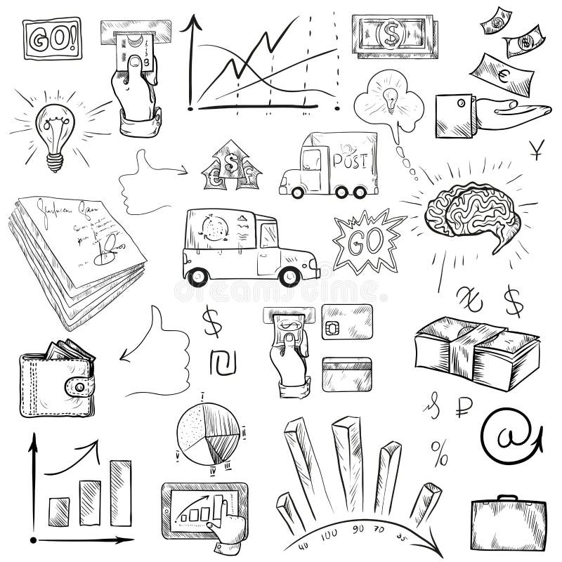 Business hand drawing. stock vector. Illustration of money - 66824338