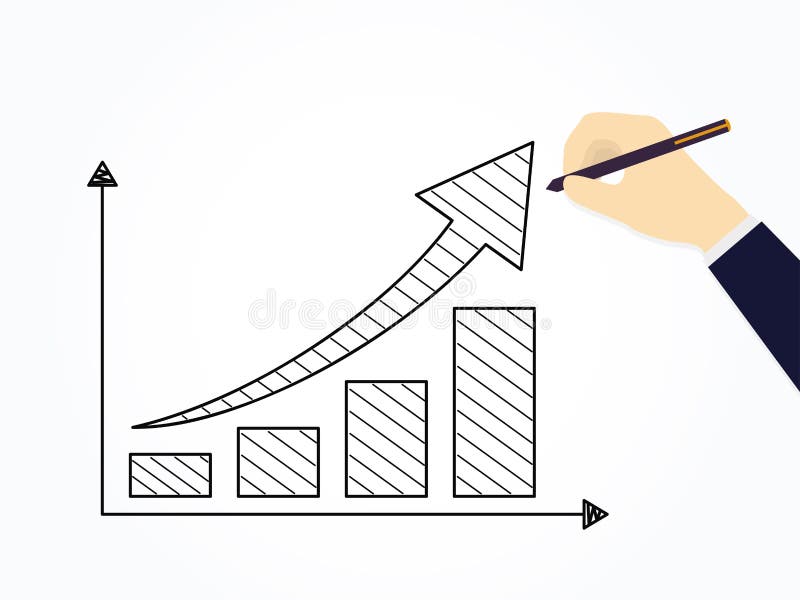 Business Hand Drawn Growth Chart. Stock Vector - Illustration of money ...