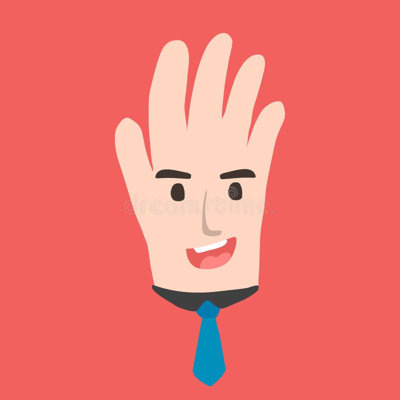 Business hand face cartoon stock vector. Illustration of hail - 66397458