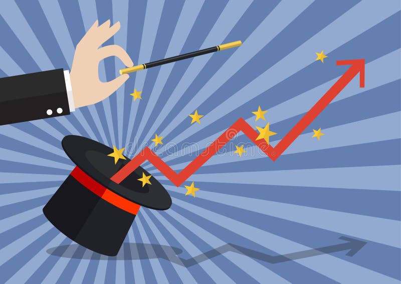 Business Hand with Graph Flying Out of the Magic Hat Stock Vector ...