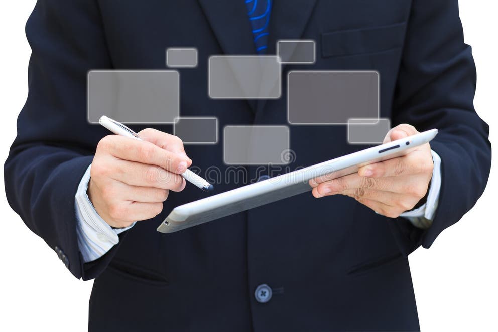 Business Hand Hold Touch Screen Tablet Computer Stock Photo - Image of ...