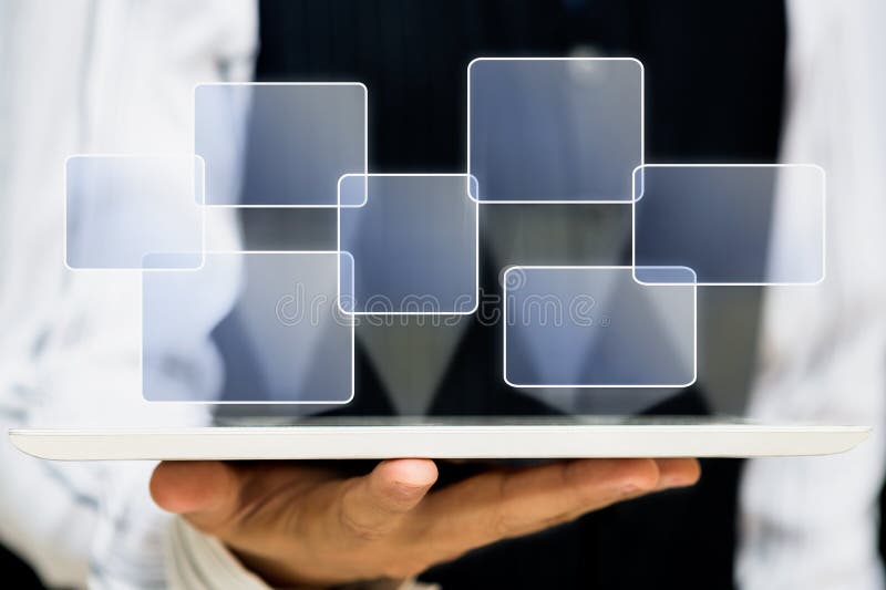 Business Hand Hold Touch Screen Tablet Computer Stock Photo - Image of ...