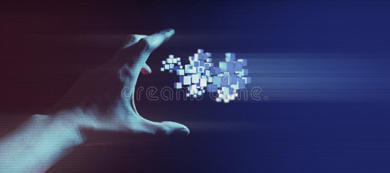 Business Hand Holding an Hologram of Digital Ai Network or Quantum ...