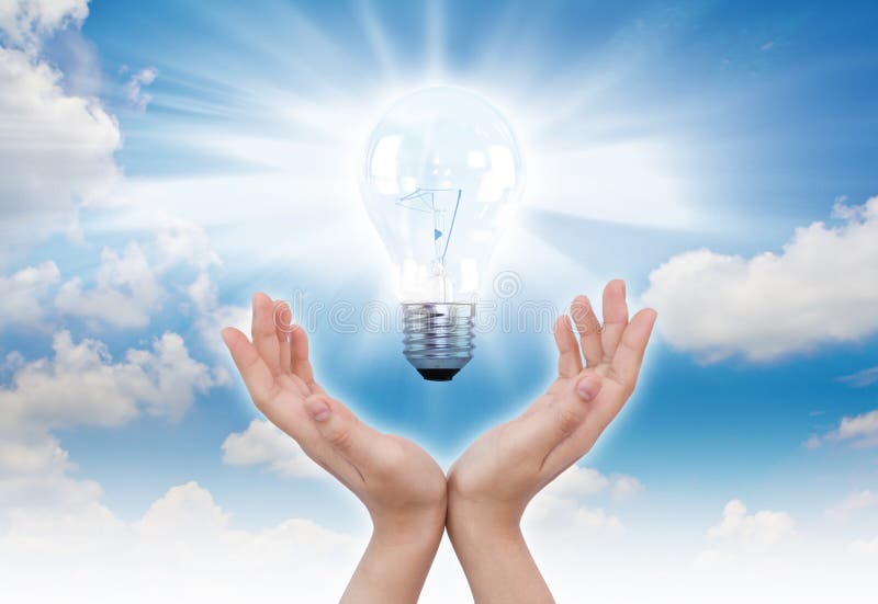 Business Hand with Light Bulb. Stock Photo - Image of illuminate ...