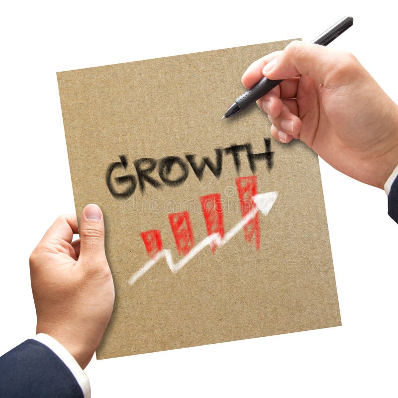 Business Hand with Pen Writing Growth on Paper Concept Stock Image ...