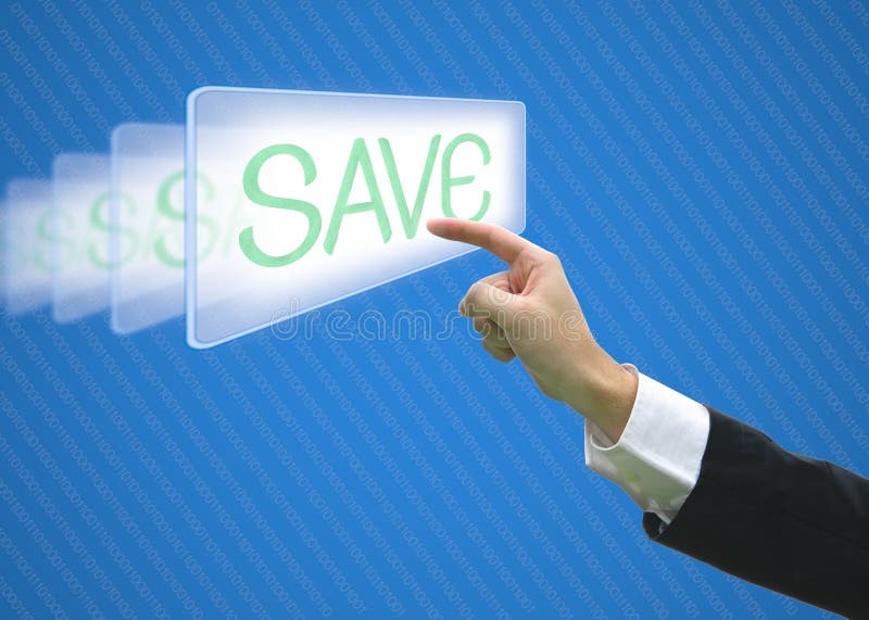 Business Hand Pointing Save Word Stock Illustration - Illustration of ...