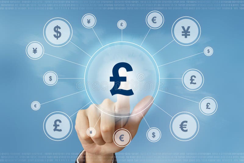 Business Hand Press British Pound Currency Button Stock Photo - Image ...