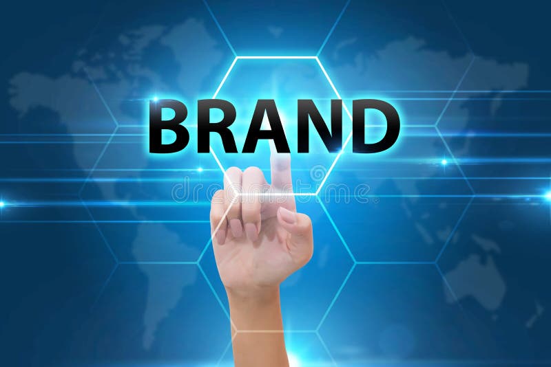 Business Hand Pressing Brand Signs Button Stock Photo - Image of hand ...