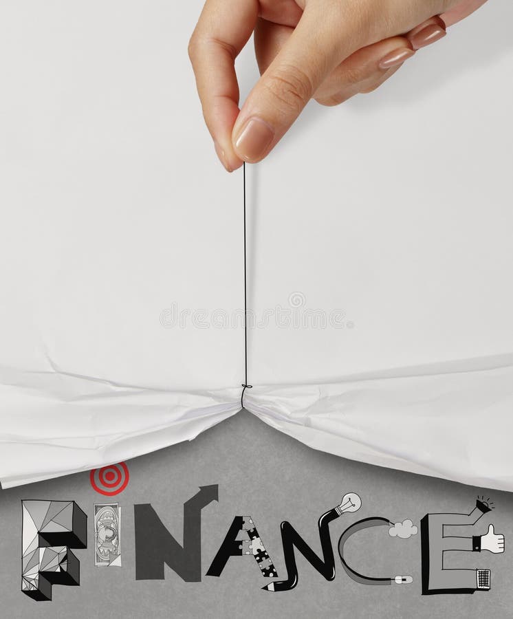 Business Hand Pull Rope Open Wrinkled Paper Stock Photo - Image of ...