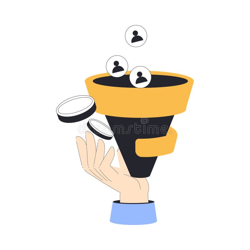 Business with Hand with Purchase Funnel Vector Illustration Stock ...