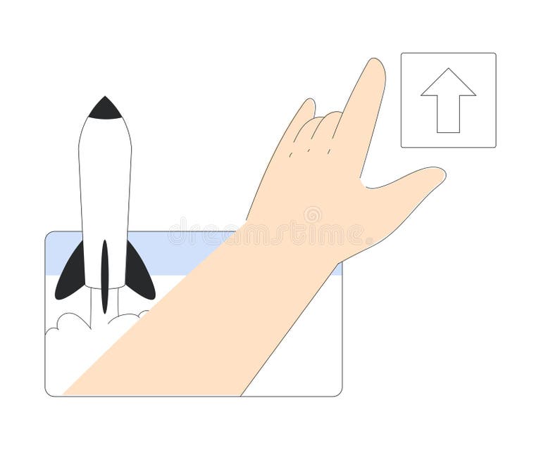 Business with Hand and Rocket Launch As Startup Vector Illustration ...
