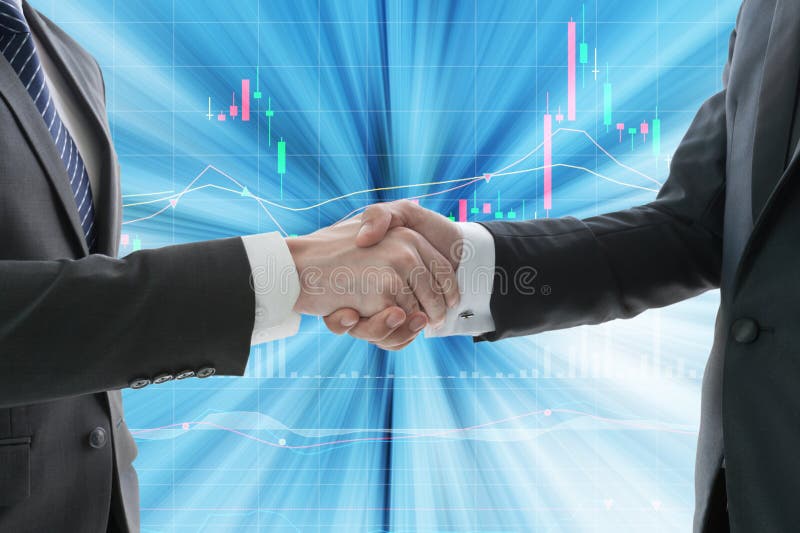 Business Hand Shake with Digital Graph Stock Image - Image of business ...