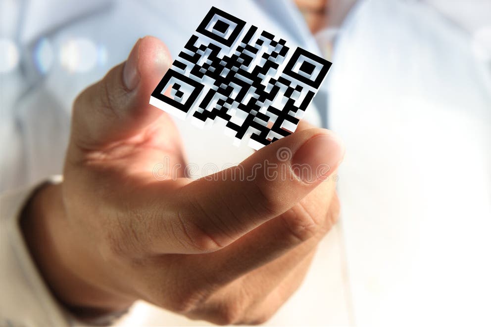 Business Hand Shows 3d Qr Code Stock Image - Image of person, customer ...