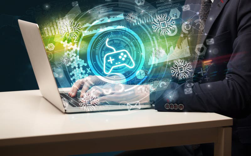 Business Hand Typing on a Modern Laptop Stock Photo - Image of screen ...