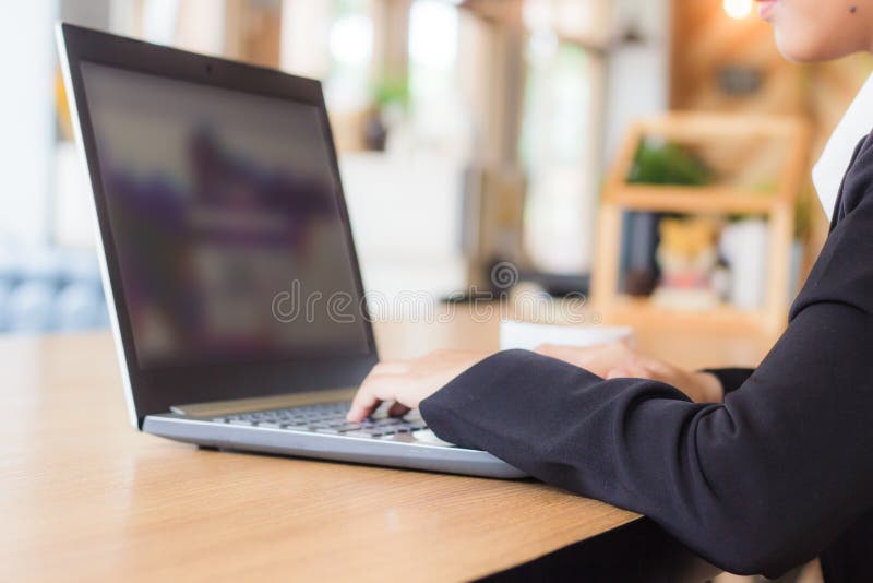 Business Hand Using Laptop for Working. Hand Use Laptop Checking E-mail ...