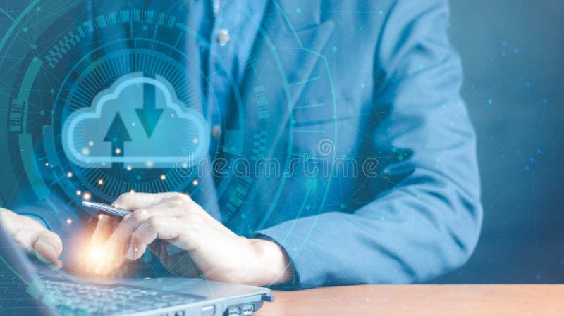 Business Hand Using Smartphone with Virtual Popup Icon of Cloud ...