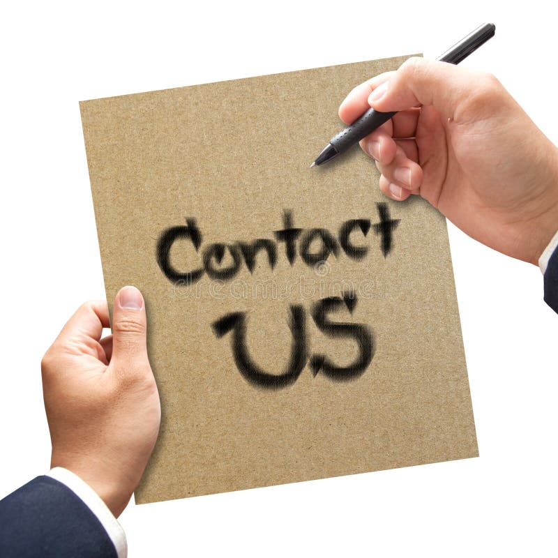 Business Hand Writing Contact Us on Paper Stock Photo - Image of client ...