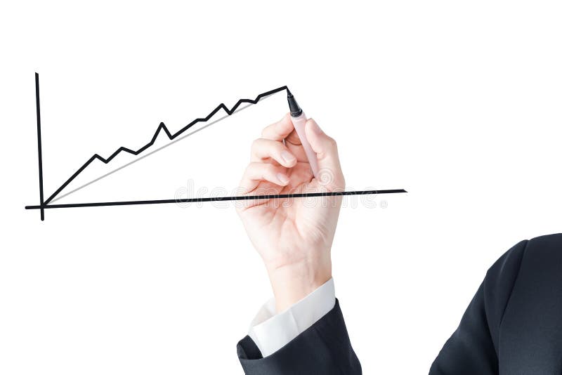 Business Hand with Writing a Graph Diagram Stock Image - Image of woman ...