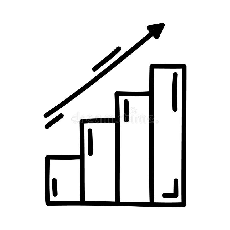 Doodle Business Growth Graph. Hand Drawn Chart, Finance Arrow. Vector Illustration Isolated on ...