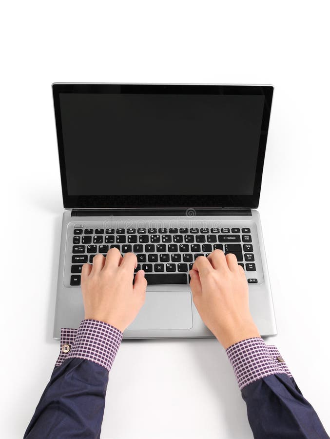 Business Hands Busy Using Laptop Stock Image - Image of place, desk ...