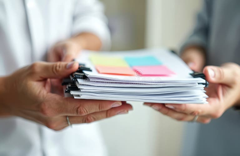 Business Hands with Documents Report Papers. Office Paperwork, Data ...