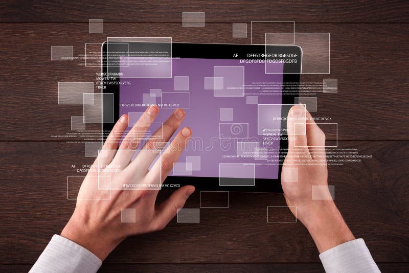 Business Hands Holding Tablet Stock Image - Image of pointing, screen ...