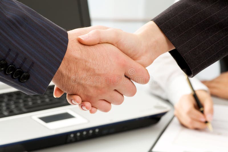 Handshake between Employee and Boss Stock Image - Image of team ...